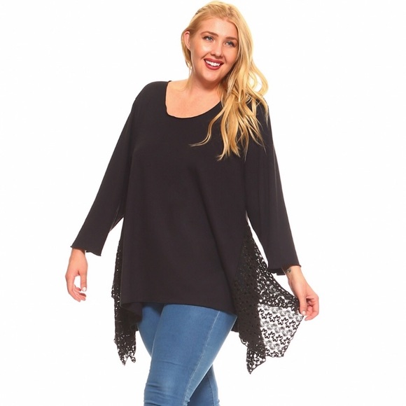 Simplicitie Inc. | Tops | Plus Size Tunic With Lace | Poshmark